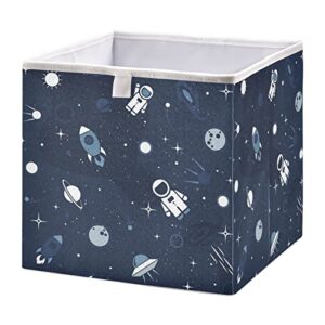 kigai cartoon astronaut cube storage bins – 11x11x11 in large foldable storage basket fabric storage baskes organizer for toys, books, shelves, closet, home decor