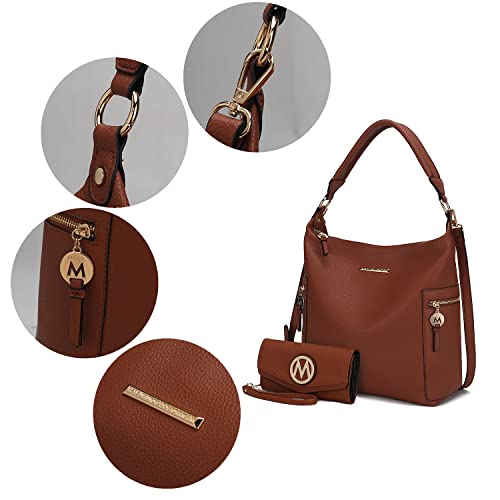 MKF Collection Hobo Bag & Wristlet Wallet for Women, Vegan Leather Shoulder Handbag Messenger Purse