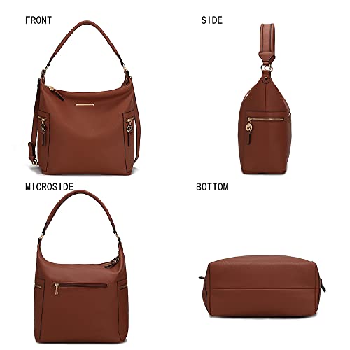 MKF Collection Hobo Bag & Wristlet Wallet for Women, Vegan Leather Shoulder Handbag Messenger Purse