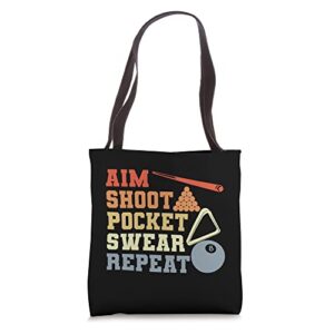 billiard daily routine cue sport design for billiard player tote bag