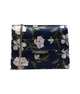 jenia floral printed satin cross body bag, dark blue