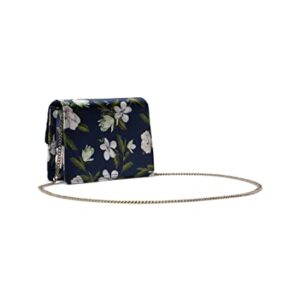 JENIA Floral Printed Satin Cross Body Bag, Dark Blue