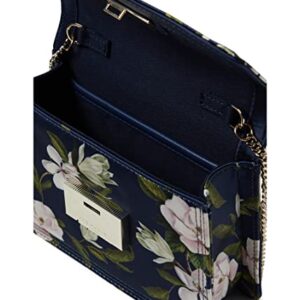 JENIA Floral Printed Satin Cross Body Bag, Dark Blue