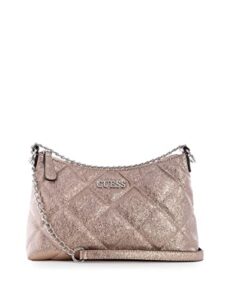 guess factory women’s hoboken metallic zip-top crossbody