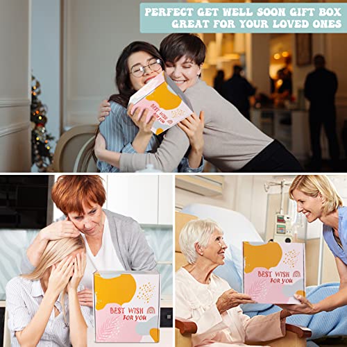 Get Well Soon Gifts for Women, 12 Pcs Care Package Get Well Gift Basket for Sick Friends After Surgery, Feel Better Self Care Gift, Sympathy Gifts Thinking of you Box for Women Mom Her w/Cyan Blanket