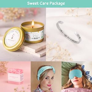 Get Well Soon Gifts for Women, 12 Pcs Care Package Get Well Gift Basket for Sick Friends After Surgery, Feel Better Self Care Gift, Sympathy Gifts Thinking of you Box for Women Mom Her w/Cyan Blanket