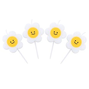 bokin 4 pcs birthday candles, smiley face happy birthday candle for cake, sunflower cake toppers for birthday party wedding anniversary valentines day christmas festival