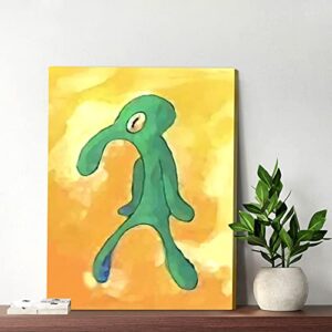 conbriboy bold and brash painting squidward canvas wall art for living room office bedroom bathroom, squidward poster for home decor gifts for men 8×12 inches