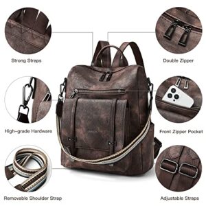 Shrrie Backpack Purse for Women Fashion Leather Backpack Purse Satchel Travel Backpack Convertible Shoulder Bag with Wristlet