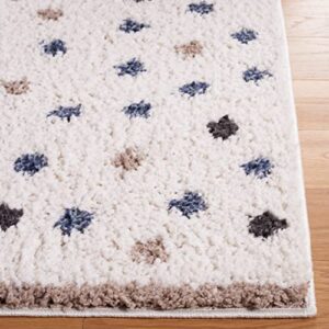 Safavieh Calico Shag Collection 9' x 12' Ivory/Taupe CLC102A Polka Dot Non-Shedding 1.6-inch Thick Area Rug