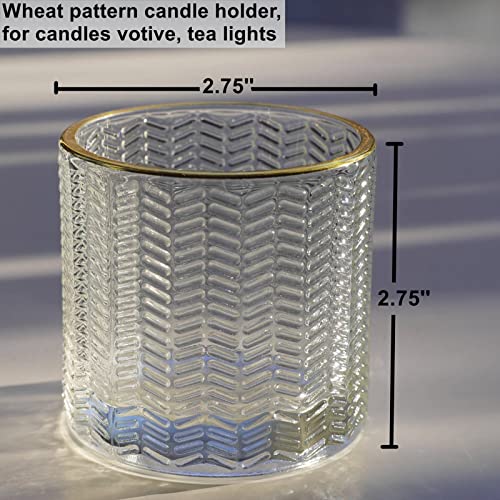 VOHO Votive Candle Holders Set of 6 with Gold Rim, Clear Tealight Candle Holder Bulk for Wedding Party, Glass Votive Candle Holders for Centerpiece Decoration(Clear, 2.75'' x 2.75'')