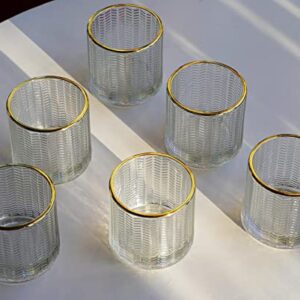 VOHO Votive Candle Holders Set of 6 with Gold Rim, Clear Tealight Candle Holder Bulk for Wedding Party, Glass Votive Candle Holders for Centerpiece Decoration(Clear, 2.75'' x 2.75'')