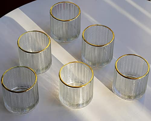 VOHO Votive Candle Holders Set of 6 with Gold Rim, Clear Tealight Candle Holder Bulk for Wedding Party, Glass Votive Candle Holders for Centerpiece Decoration(Clear, 2.75'' x 2.75'')