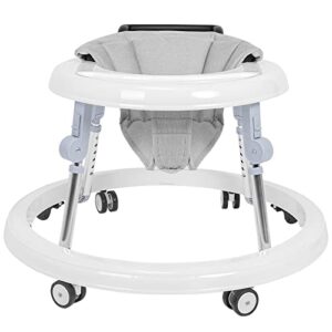 harppa foldable baby walker, sit to stand activity center with wheels, seat and height adjustable (white)