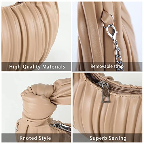 ELDA Knotted Clutch Crossbody Purse for Women Cloud Handbag Fashion Dumpling Bag Ruched Pouch Bag