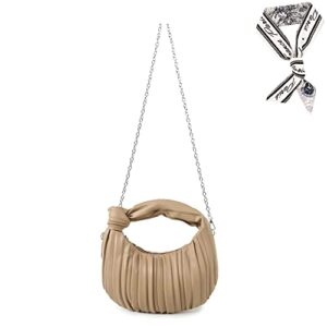 ELDA Knotted Clutch Crossbody Purse for Women Cloud Handbag Fashion Dumpling Bag Ruched Pouch Bag