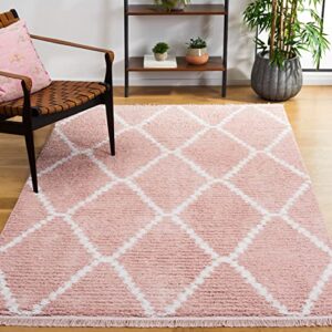 safavieh augustine collection 8′ x 10′ pink/ivory agt829u moroccan boho trellis fringe area rug