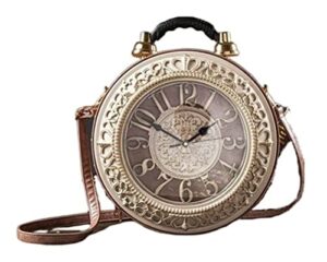 ycrctc clock purse real working clock handbags for women steampunk style vintage shoulderbags pu leather handbag retro shoulder bag (color : b, size : 12 * 5 * 14.5in)