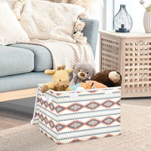 Kigai Aztec Pattern Storage Bins with Lids and Handles 17x13x12 In Foldable Fabric Storage Basket Toys Clothes Organizer for Shelves Closet Home Bedroom Office