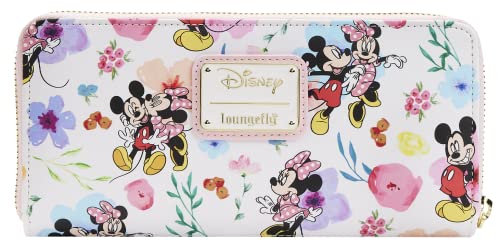 Loungefly Disney Mickey Minnie Mouse Wallet Zip Clutch AOP Floral