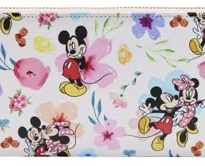 Loungefly Disney Mickey Minnie Mouse Wallet Zip Clutch AOP Floral