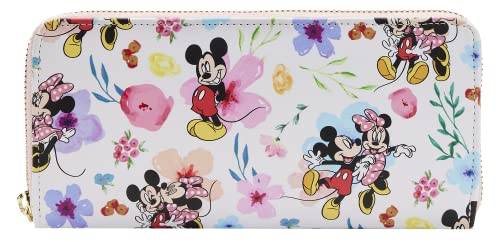 Loungefly Disney Mickey Minnie Mouse Wallet Zip Clutch AOP Floral