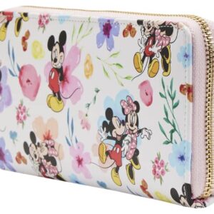 Loungefly Disney Mickey Minnie Mouse Wallet Zip Clutch AOP Floral