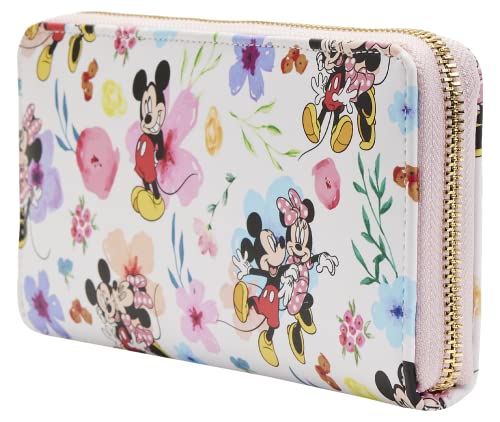 Loungefly Disney Mickey Minnie Mouse Wallet Zip Clutch AOP Floral