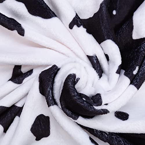 chifave Cow Print Blanket Fleece Black and White Cow Throw Blanket for Kids Adults Soft and Worm Blanket for Bed, Couch, Sofa All Season (Cow Print 50"x60")