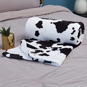 chifave Cow Print Blanket Fleece Black and White Cow Throw Blanket for Kids Adults Soft and Worm Blanket for Bed, Couch, Sofa All Season (Cow Print 50"x60")