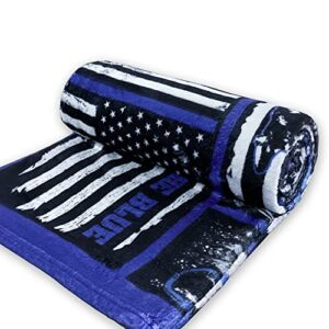 Police Blanket Flannel Throw Blanket Retirement for Dad Husband Son Boyfriend Convenient Comfortable All Seasons Super Soft Bed Sofa Couch Foldable Unisex 130x150 Blue 50x60