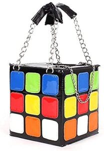 women’s cute cube shape handbag magic shoulder bag clutch bag, colorful purse (15cmx15cmx15cm)