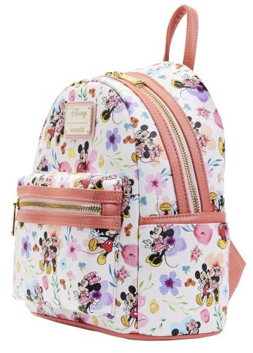 Loungefly Disney Mickey Minnie Mouse Mini Backpack Handbag AOP Floral