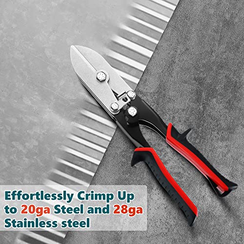 Gulfmew 5 Blade Sheet Metal Crimper, Hand Crimper HVAC Pipe Crimper for 24 Gauge Steel and 28 Gauge Stainless Steel, Downspout Crimper for Pipe, Ductwork, Stove Pipe, Venting Work