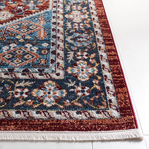 Safavieh Bayside Collection Machine Washable 8' x 10' Red/Blue BAY110Q Traditional Oriental Living Room Dining Bedroom Area Rug