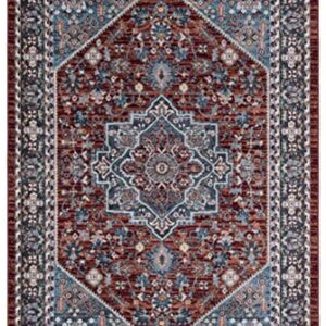 Safavieh Bayside Collection Machine Washable 8' x 10' Red/Blue BAY110Q Traditional Oriental Living Room Dining Bedroom Area Rug