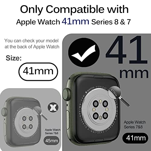 Miimall Compatible Apple Watch Series 8 41mm Case with Screen Protector Anti-Scratch Shockproof Hard PC and Tempered Glass Film Bumper Case for Apple Watch 41mm Series 7 & 8 (Silver)