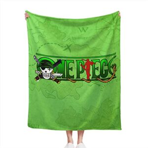 one piece anime pirate flag zoro flannel throw blanket 50x60in japanese anime throw blanket pirate flag soft blanket for sofa bed couch office green blanekt