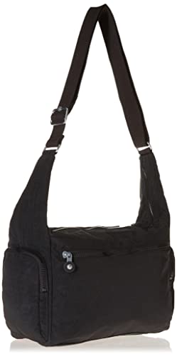 Kipling Womens Women's Erica Bag, Jetset Traveller, Small Handbag, Polyester Crossbody Bag, Black Tonal, 12.25 L x 8.75 H 6.25 D US