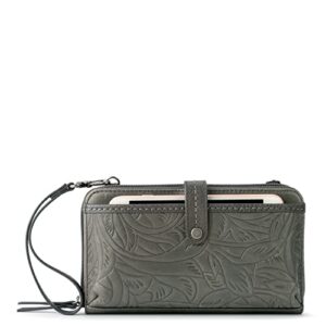 the sak womens iris large smartphone crossbody bag in leather, slate leaf embossed, one size us