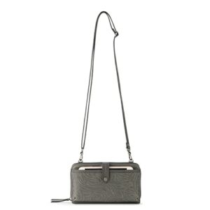 The Sak Womens Iris Large Smartphone Crossbody Bag in Leather, Slate Leaf Embossed, One Size US