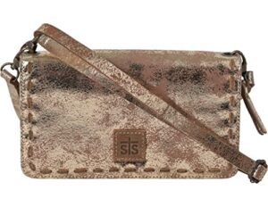 sts ranchwear women’s flaxen roan evie organizer | leather casual crossbody clutch with shoulder strap, interior pockets & card slots, gold/brown