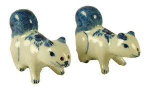 porcelain blue and white squirrel salt and pepper shaker