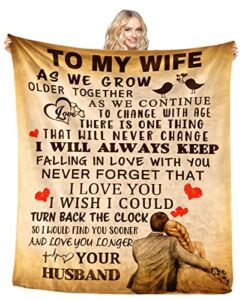 warmthlove throw blanket gifts for wife from husband to my wife blanket anniversary romantic gifts for her christmas soft & warm blanket for bedding sofa and travel 60″ x 50″