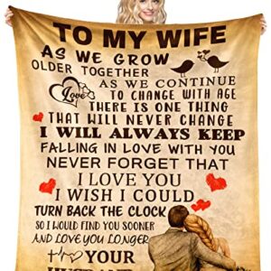 WARMTHLOVE Throw Blanket Gifts for Wife from Husband to My Wife Blanket Anniversary Romantic Gifts for Her Christmas Soft & Warm Blanket for Bedding Sofa and Travel 60" x 50"