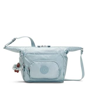 kipling womens women’s erica small bag, jetset traveller, small handbag, polyester crossbody bag, pearl teal metallic, 10.5 l x 7.25 h 5.75 d us