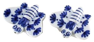 porcelain butterfly salt and pepper shakers blue and white