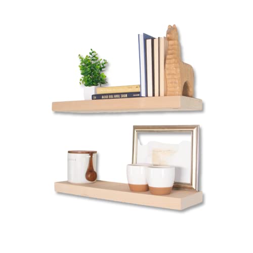 J Thomas Home Rustic Alder Wood Floating Shelf. ONE 1.5 Inch Solid Alder Wood Wall Shelf. Handmade in The USA. Heavy Duty Easy Mount Hidden Bracket. Qty 1 (Unstained, 5.25" D x 18" L)