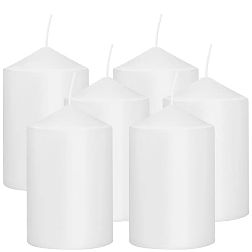 White Pillar Candles - Set of 6 - 3" x 6" Dripless Unscented Candles in White for Home Decor, Relaxation & All Occasions