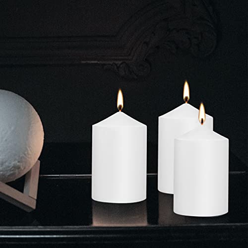 White Pillar Candles - Set of 6 - 3" x 6" Dripless Unscented Candles in White for Home Decor, Relaxation & All Occasions